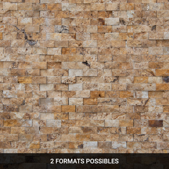 Parement Travertin - Plaque Résinée - Jaune - M/L - 2cm - Éclaté